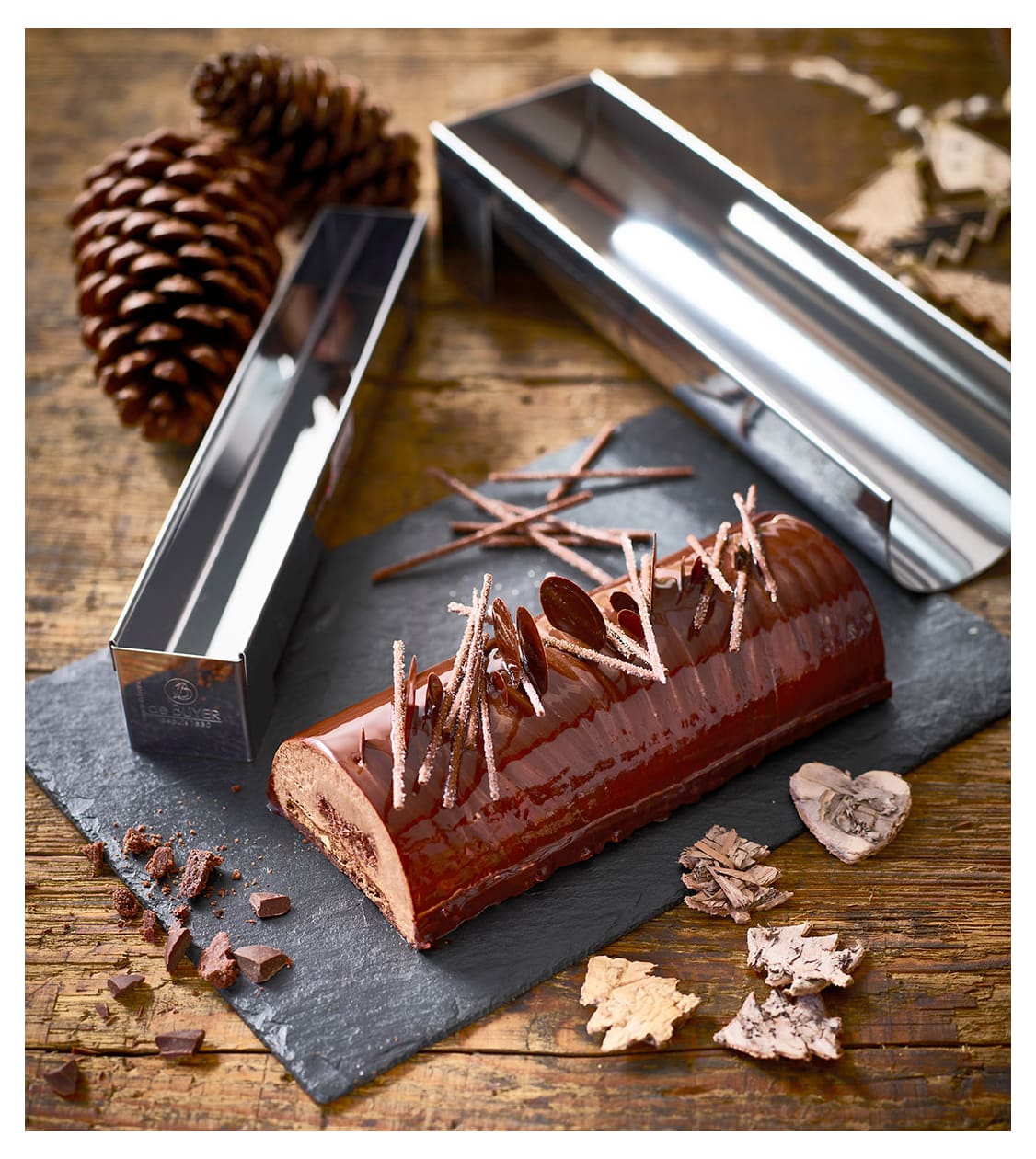 Stainless Steel Yule Log Mould with Removable Ends - Small - 30cm x Ø ...