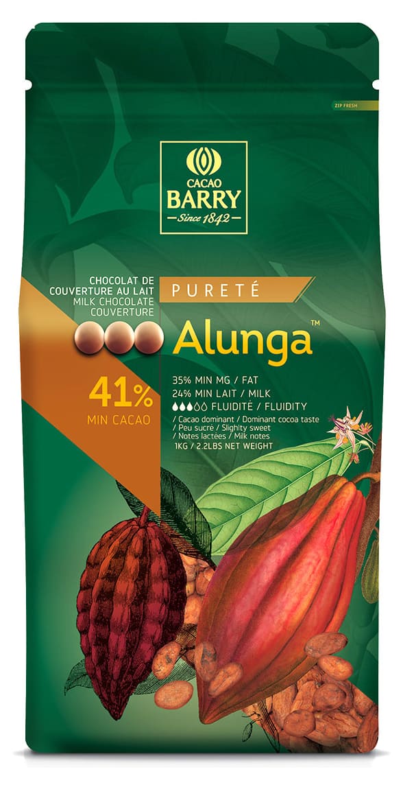 Alunga Milk Chocolate Couverture Pistoles - 41% cocoa - 1kg - Cacao ...