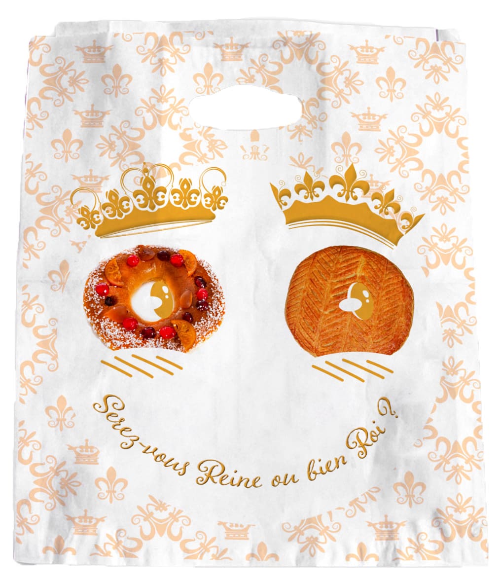 King Cake Paper Bags (x 100) - Happy King - 36 x 39cm - Meilleur du Chef