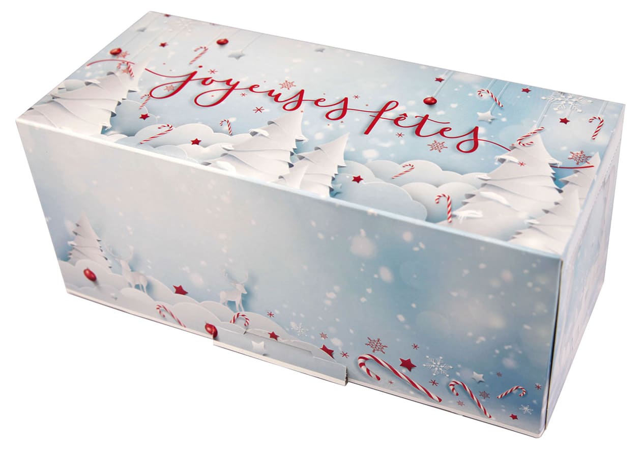 Yule Log Cake Box (x 25) - Icing sugar - 30 x 11cm - Meilleur du Chef