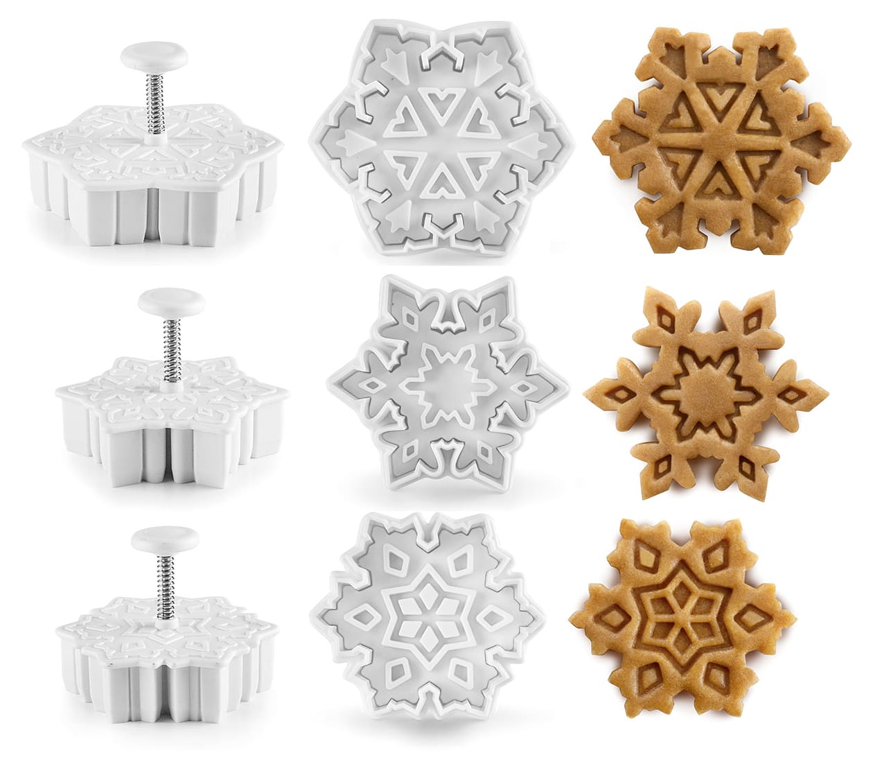 Pusher Cookie Cutters (x 3) - Snowflake shape - Ibili - Meilleur du Chef