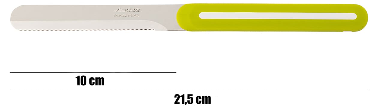 Micro-Serrated Knife with Rounded Tip - Green handle - 10cm - Arcos ...