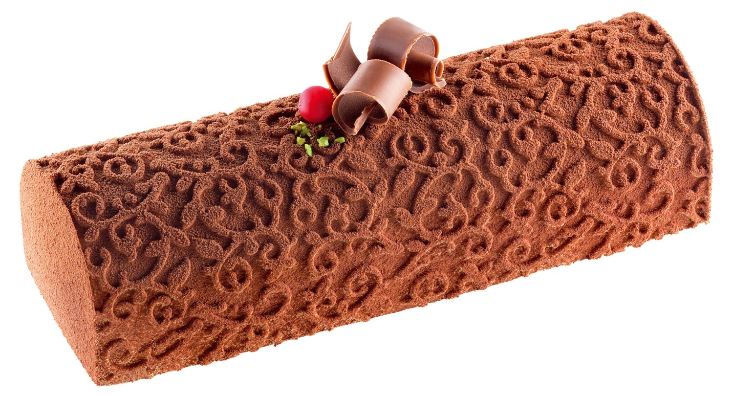 Yule Log Kit with Silicone Mould & Mat - Baroque Pattern - 25 x 9cm ...