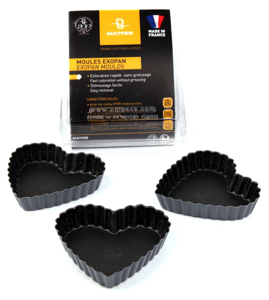 Heart-Shaped Fluted Tartlet Mould (x 12) - Exopan® - Matfer - Meilleur du Chef