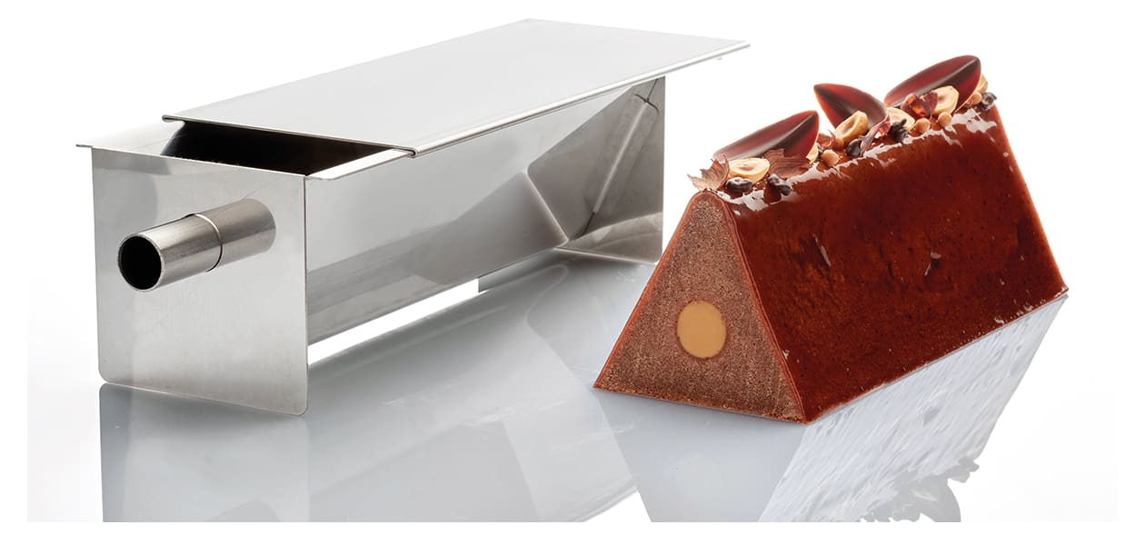 Stainless steel triangle loaf cake mould - with cylinder insert - 8,2 x ...