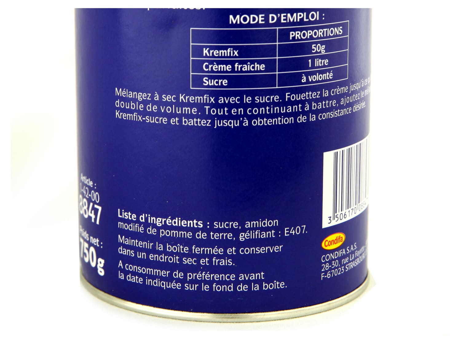 Cremfix Whipped Cream Stabilizer 750g - Ancel - Meilleur du Chef