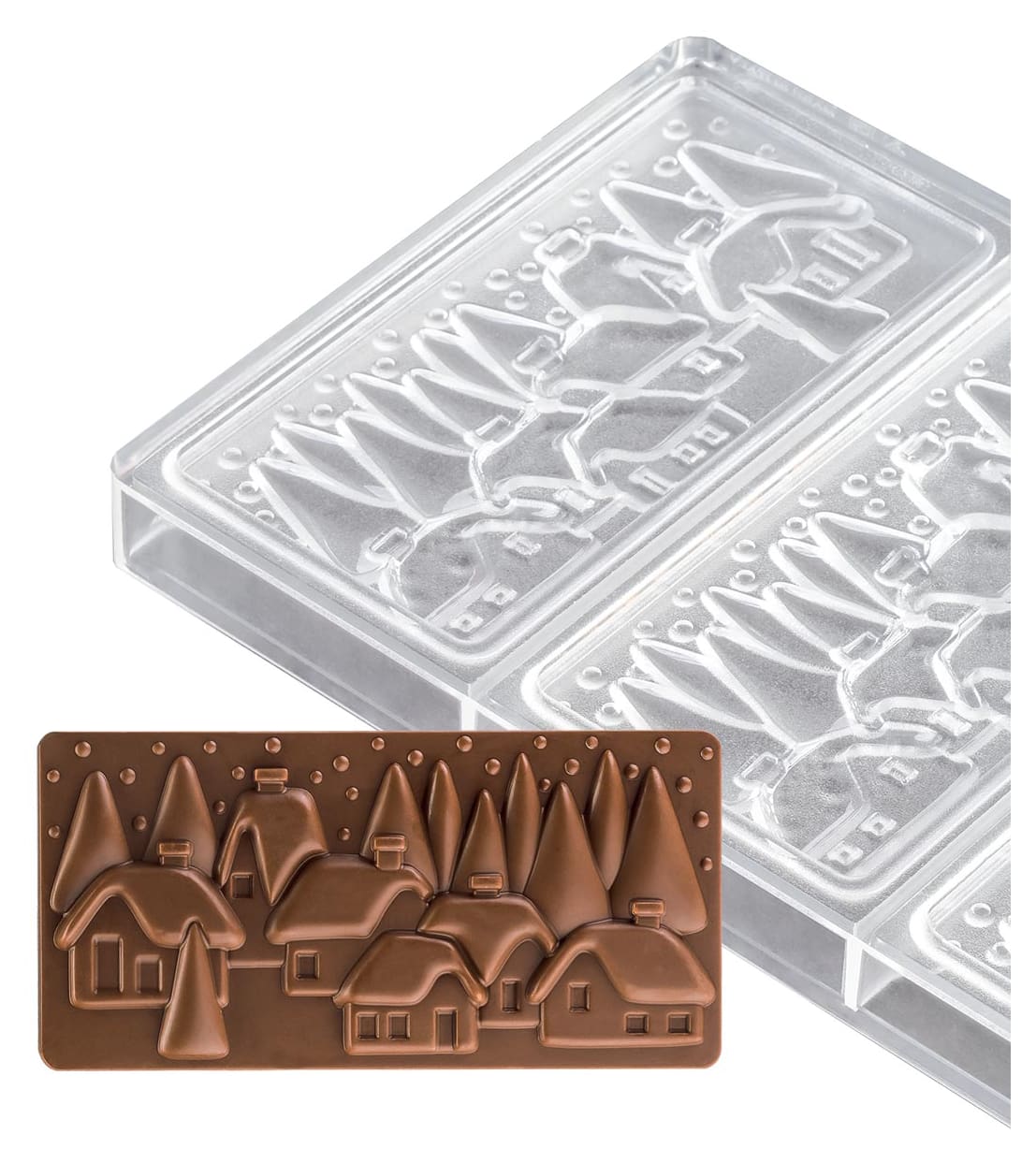 Chocolate Mould - Christmas village - 3 tablets - Pavoni - Meilleur du Chef