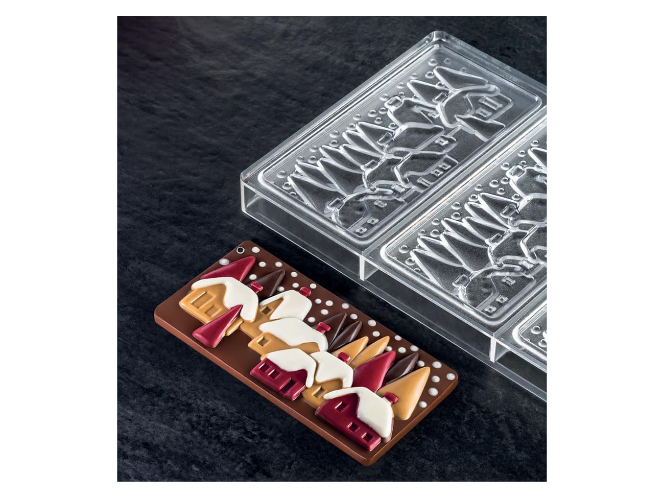 Chocolate Mould - Christmas village - 3 tablets - Pavoni - Meilleur du Chef