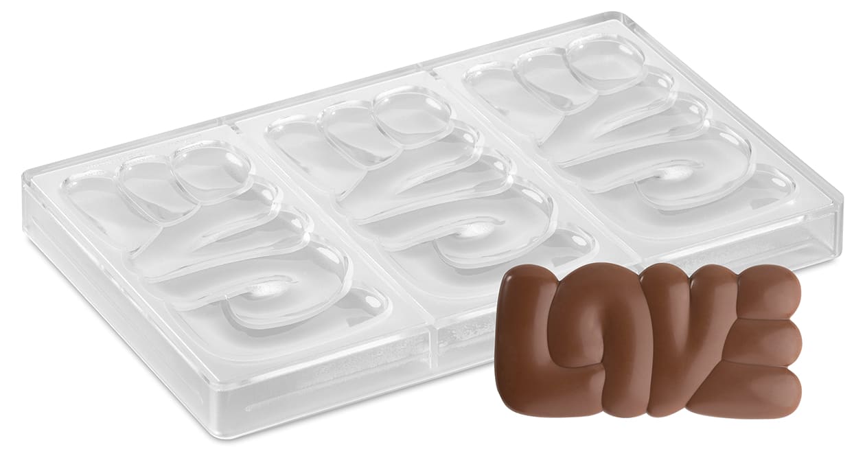 Chocolate Mould "Love" - 3 bars - Pavoni - Meilleur du Chef