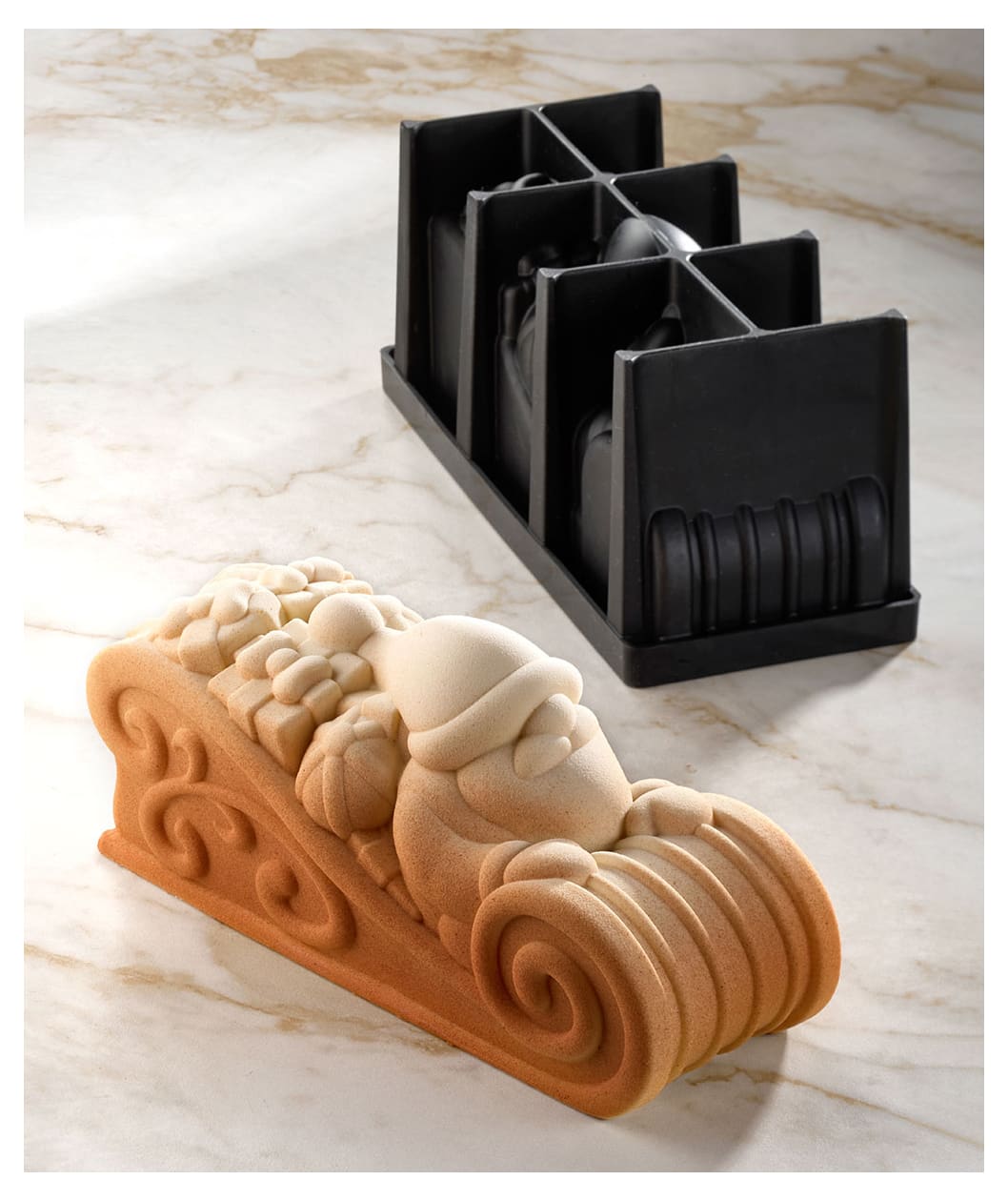 'Wish' Silicone Yule Log Mould - Santa with sleigh - 25 x 8 x 10cm ...