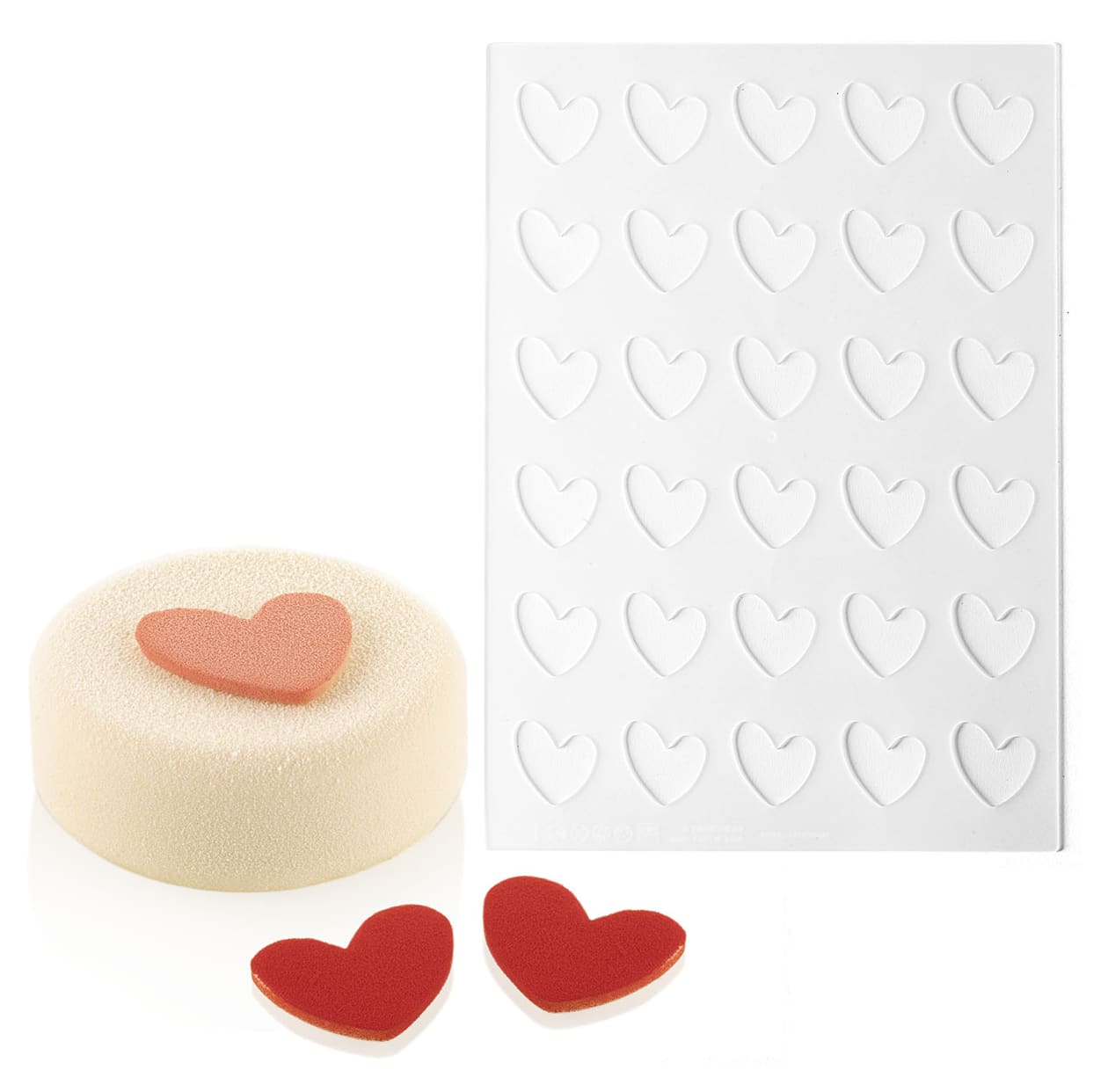Silicone Chablon Stencil Mat (x 2) - 30 hearts - Silikomart - Meilleur ...