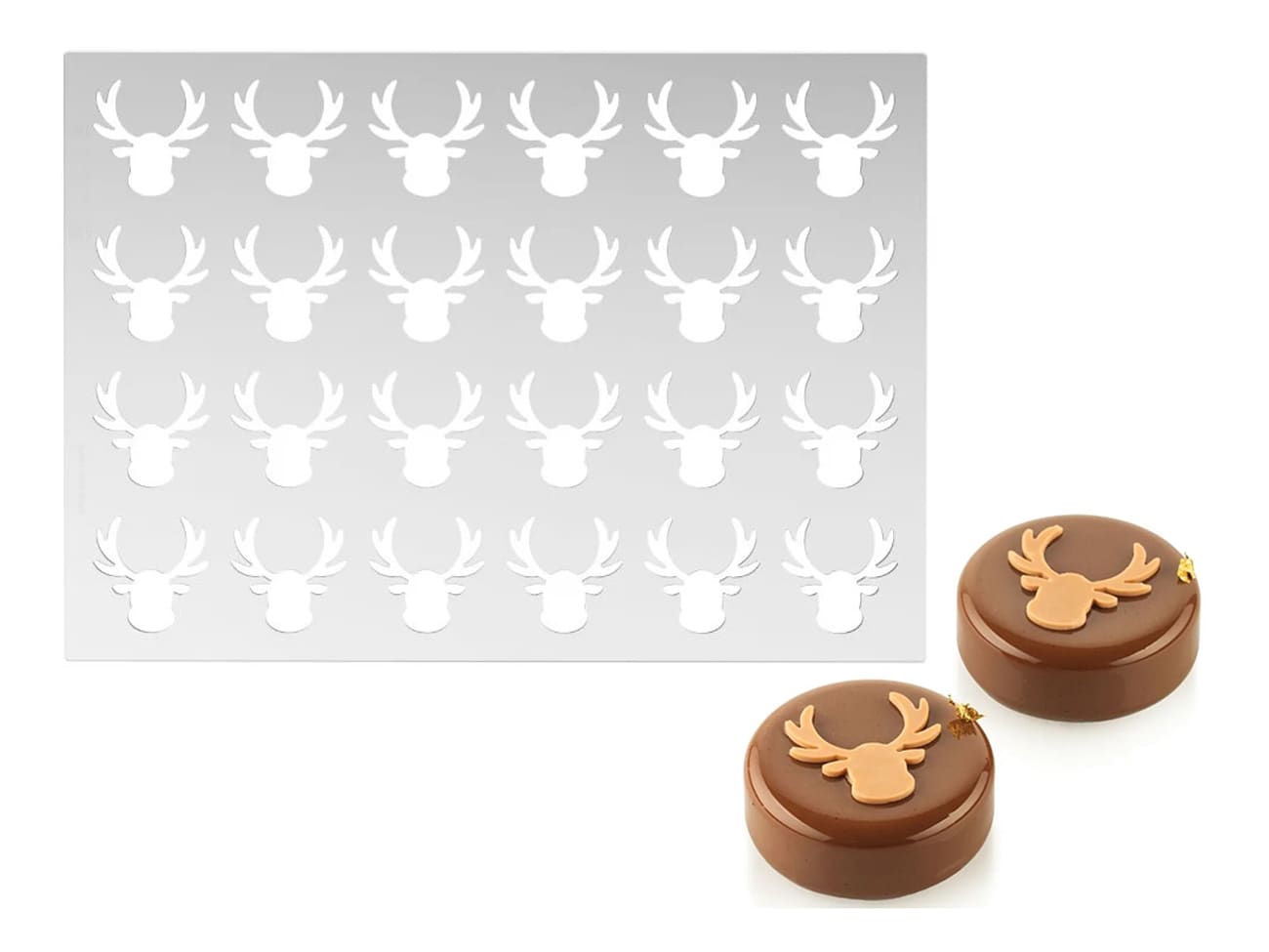 Silicone Chablon Stencil Mat (x 2) - 48 Rudolph reindeers - Silikomart ...