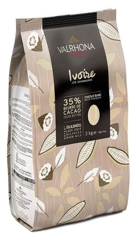 Ivory White Chocolate Feves 35% - 3kg - Valrhona - Meilleur du Chef
