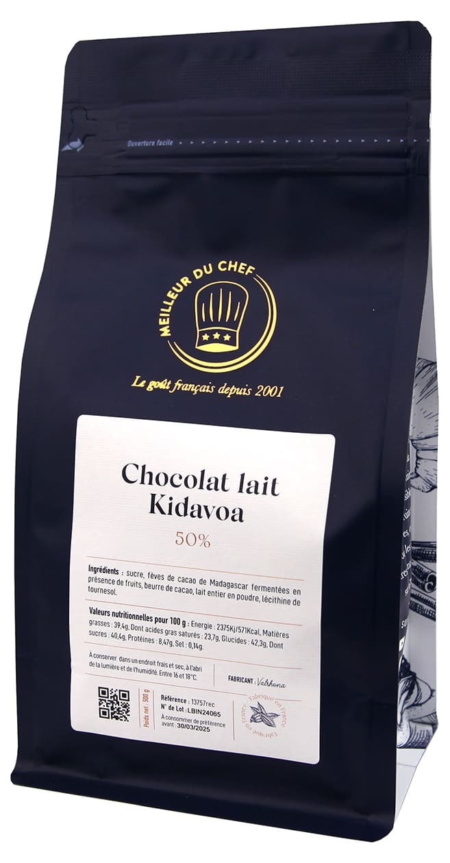 Kidavoa Milk Chocolate Feves 50% - 500g - Valrhona - Meilleur du Chef