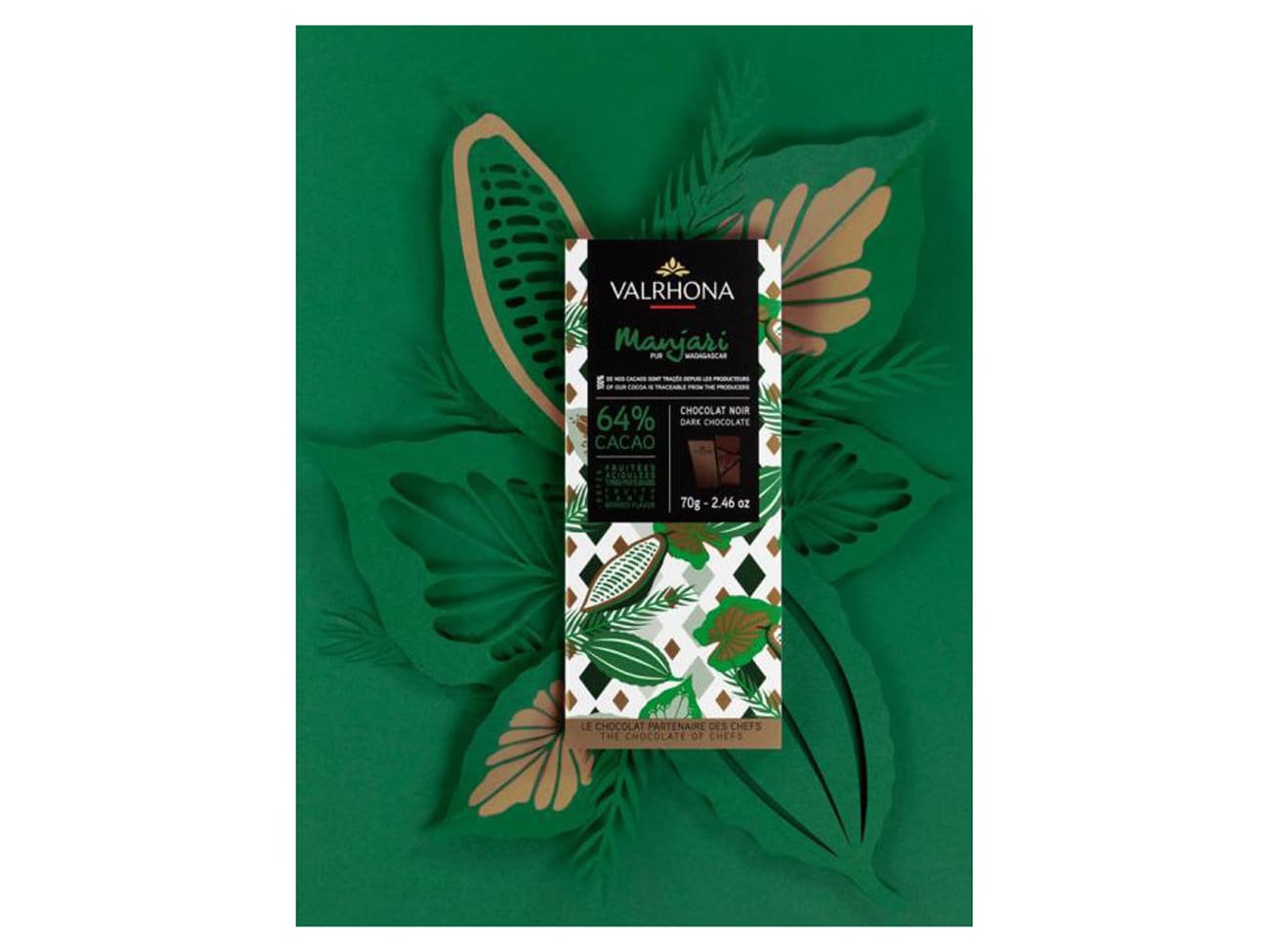 Dark Chocolate Bar - Manjari 64% - 70g - Valrhona - Meilleur du Chef