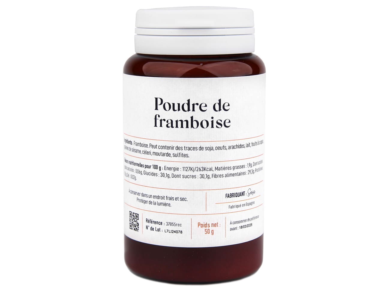 Raspberry powder - 50g - Sosa - Meilleur du Chef