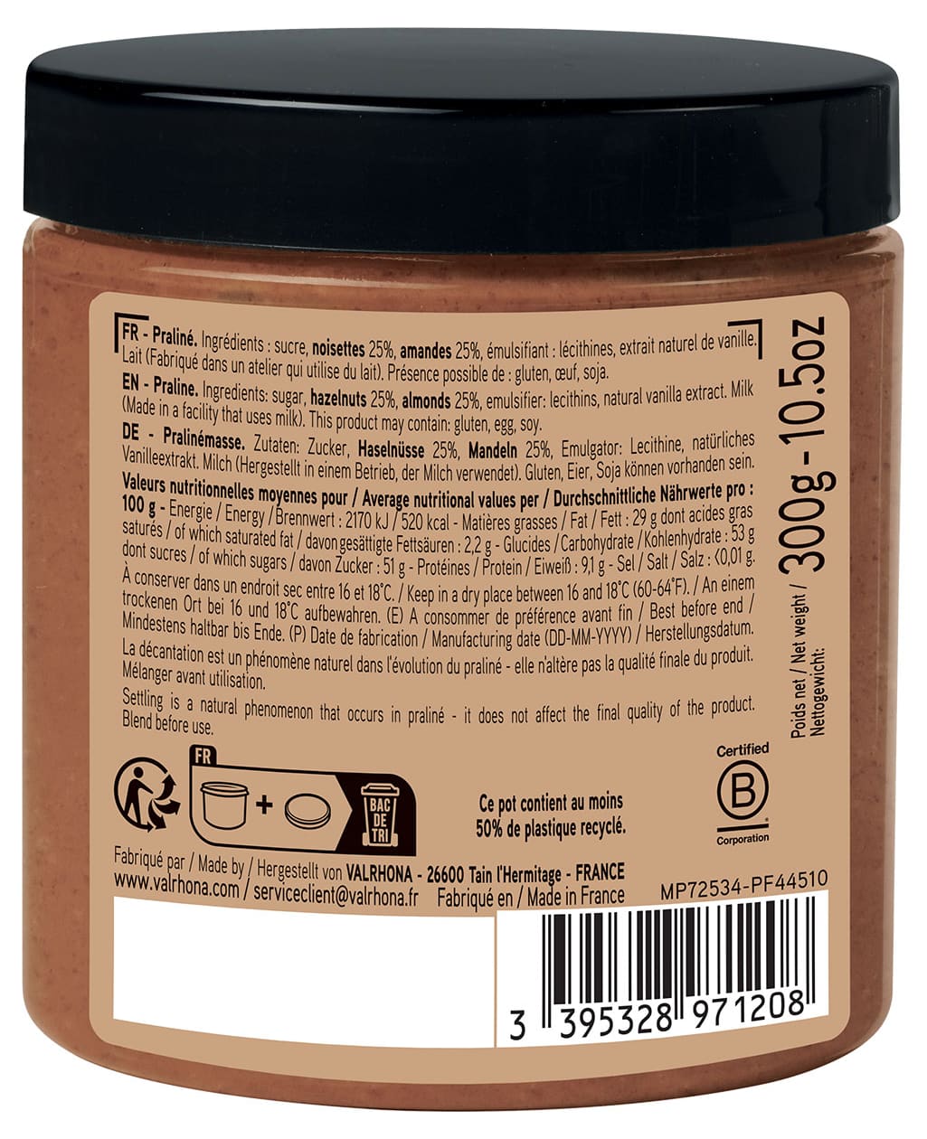 50% Almond & Hazelnut Crunchy Praline Paste - 300g - Valrhona ...