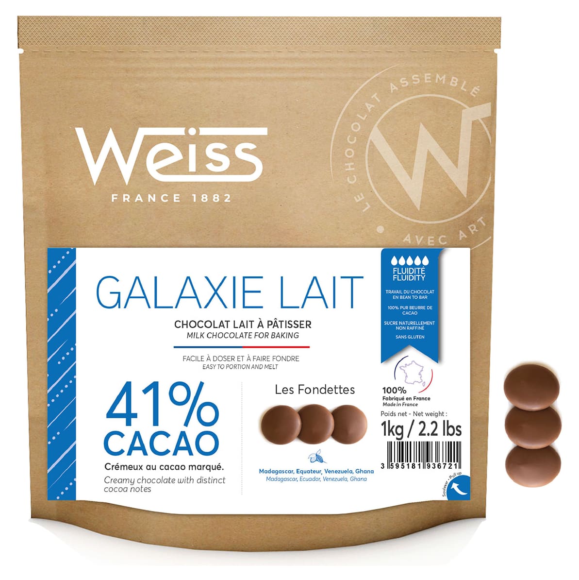 Weiss Galaxie Milk Chocolate Couverture - 41% cocoa - 1kg - Weiss ...