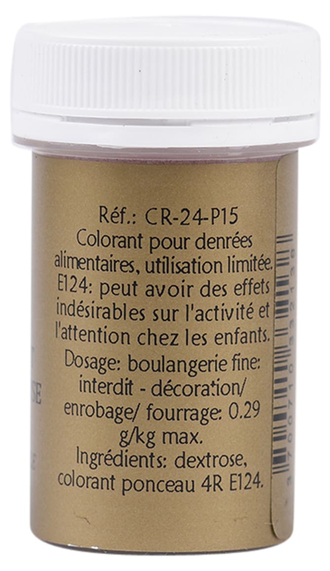 Colorant alimentaire en poudre rouge fraise E124 - hydrosoluble - 10g ...