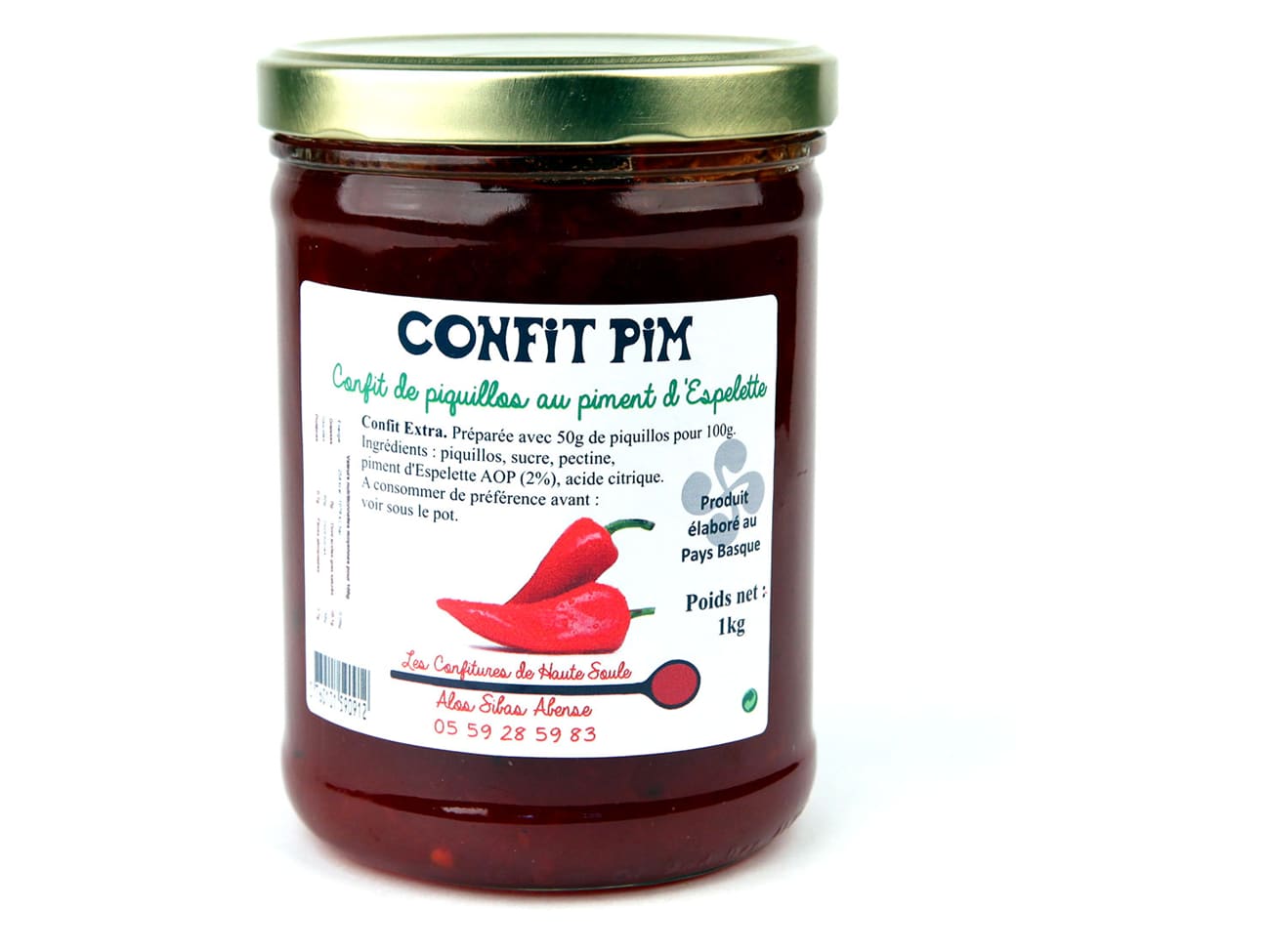 Confit PIM - piquillos et piment d'Espelette - 1 kg - Confitures de ...