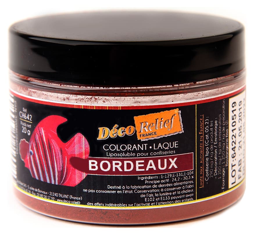 Colorant alimentaire bordeaux - liposoluble - 20 g - Déco Relief ...