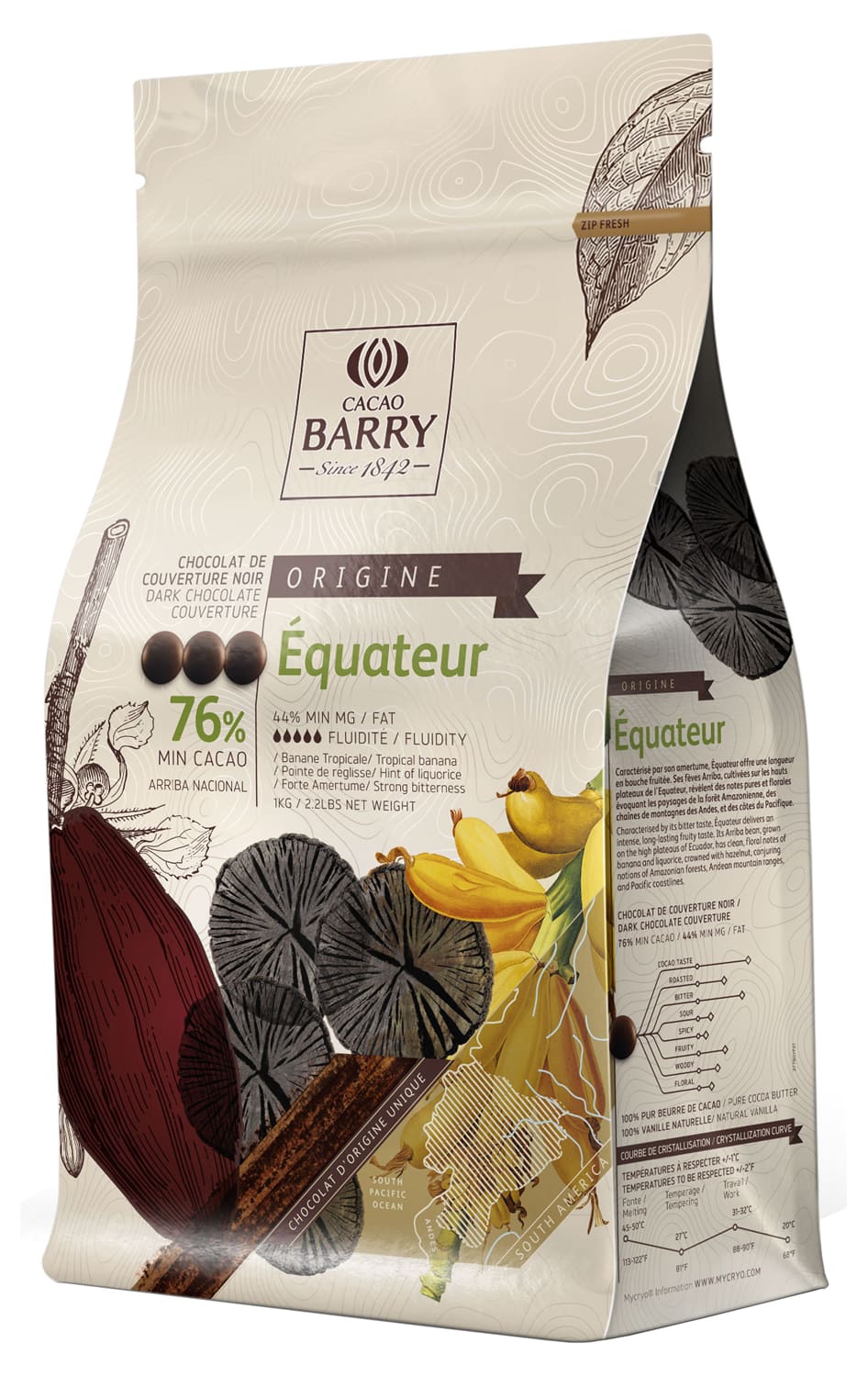 Chocolat noir Equateur - 76% cacao - 1 kg - Cacao Barry - Meilleur du Chef