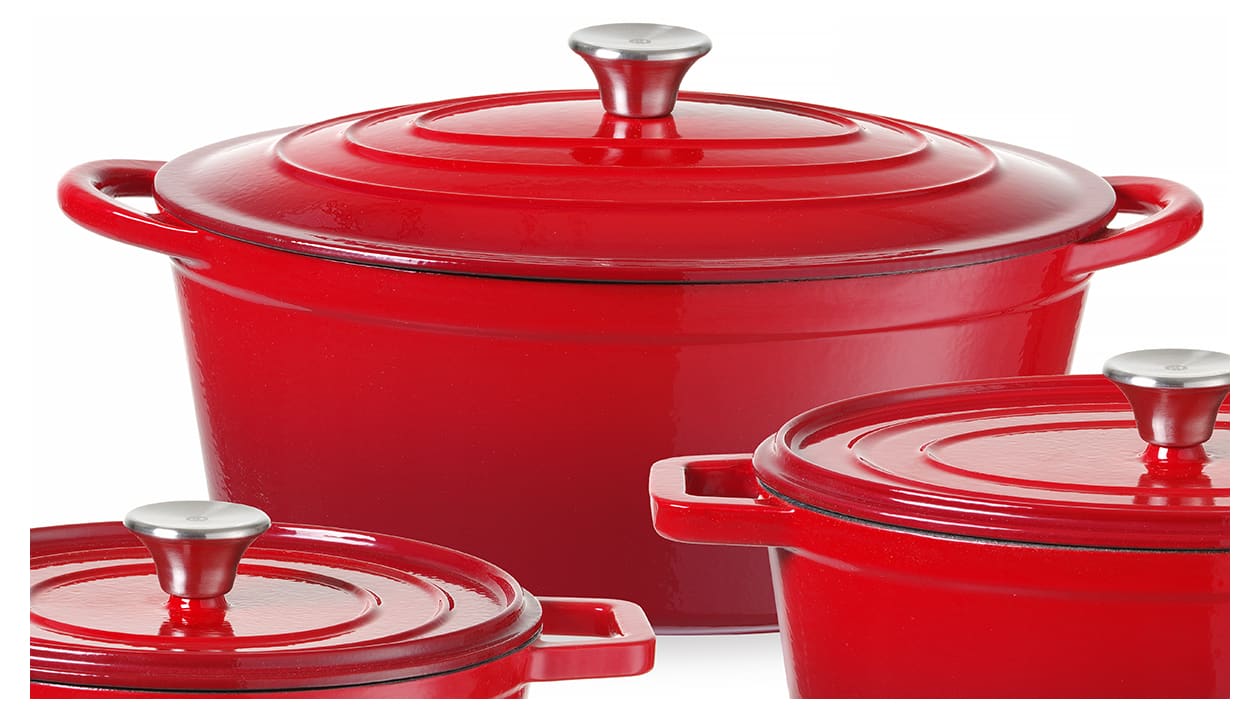 Cocotte ovale en fonte - rouge - 40,5 x 25,5 cm - Hendi - Meilleur du Chef