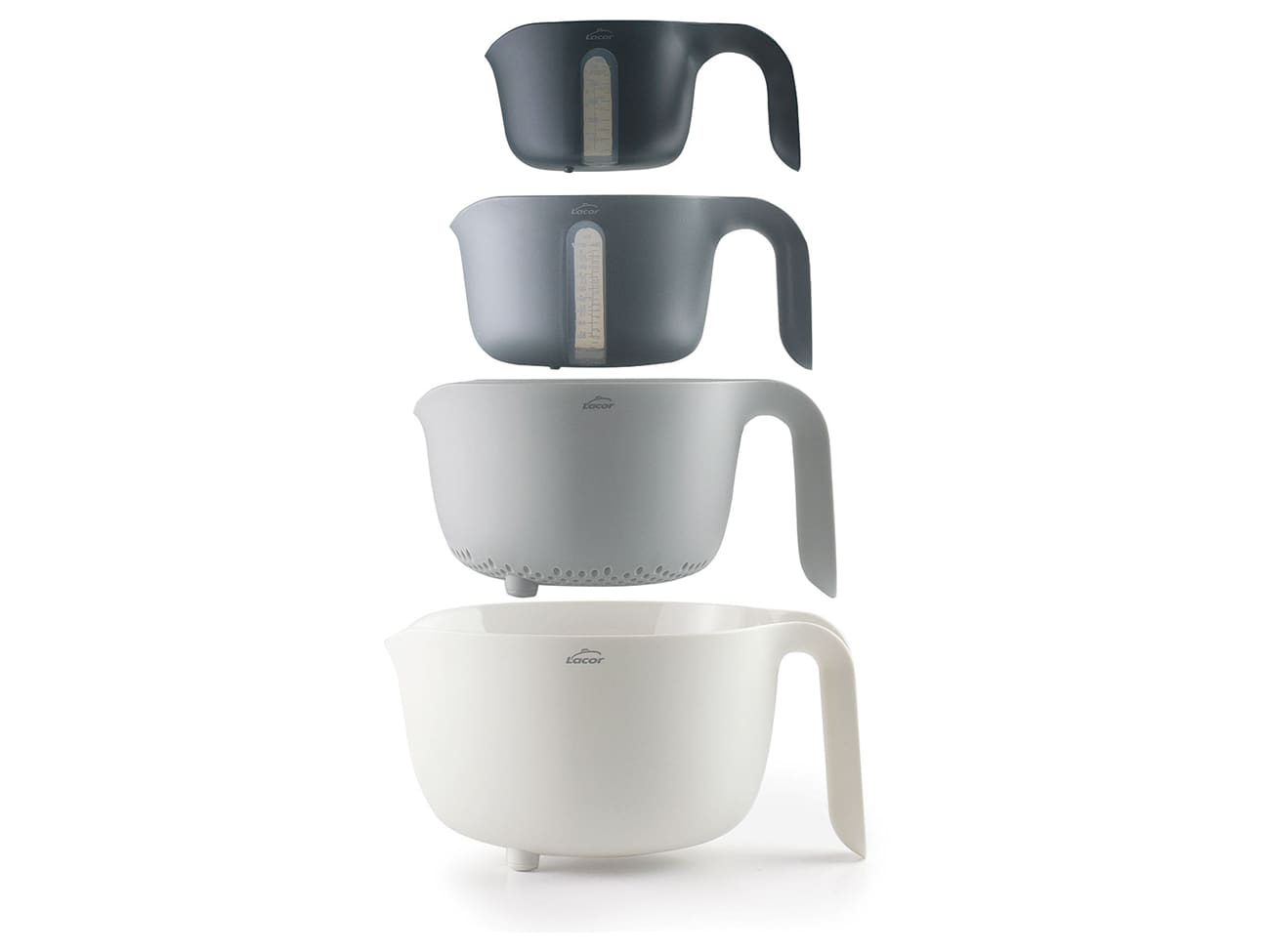 Bol, passoire - et pots mesureurs - ensemble 4 pièces - Lacor ...