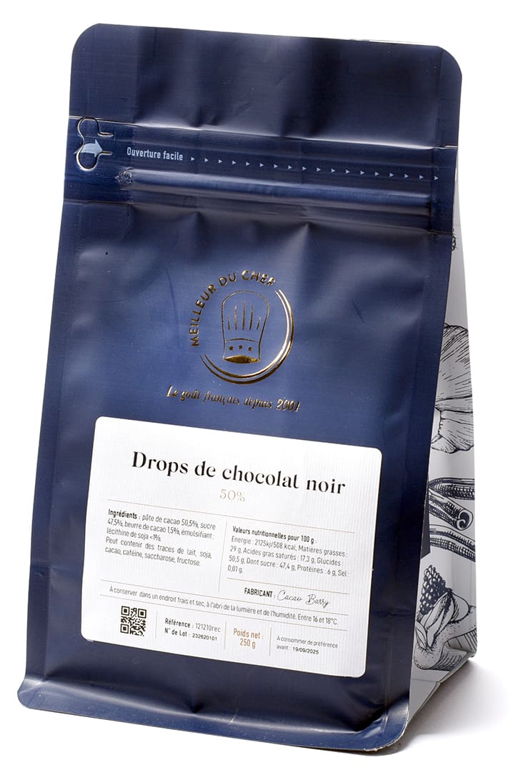 Drops de chocolat noir - 50% cacao - 250 g - Cacao Barry - Meilleur du Chef
