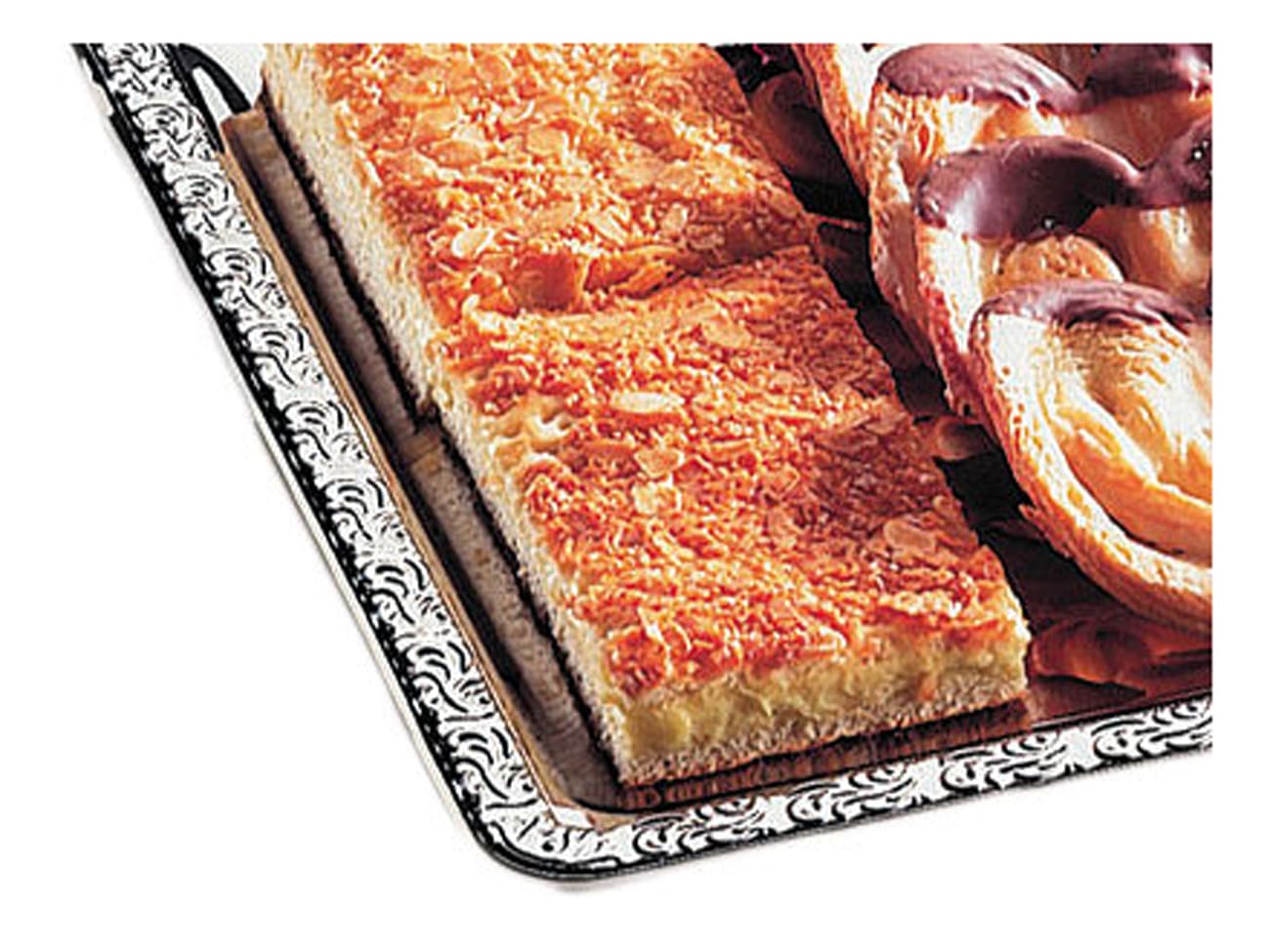 Plateau rectangulaire inox - bords décorés - 35 x 24 cm - Mallard ...