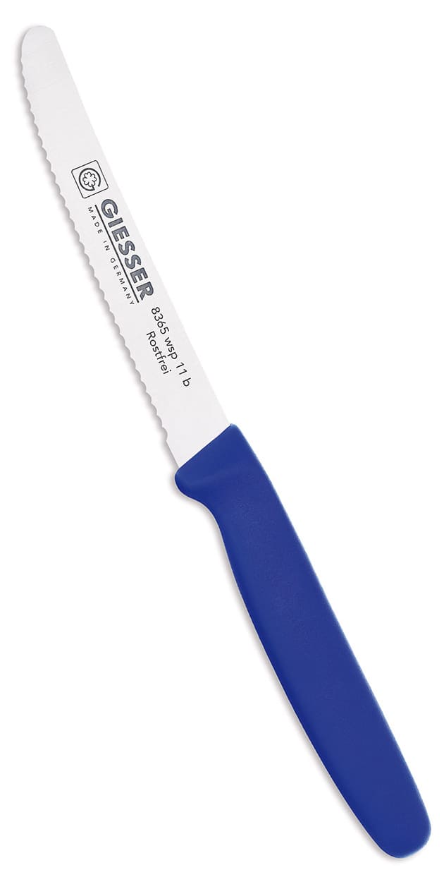Couteau cranté - Lame 11 cm - Manche bleu - Giesser Messer - Meilleur ...