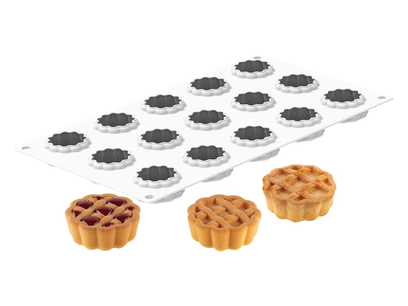 Moule silicone - 15 mini crostata - 30 x 17,5 cm - Silikomart ...