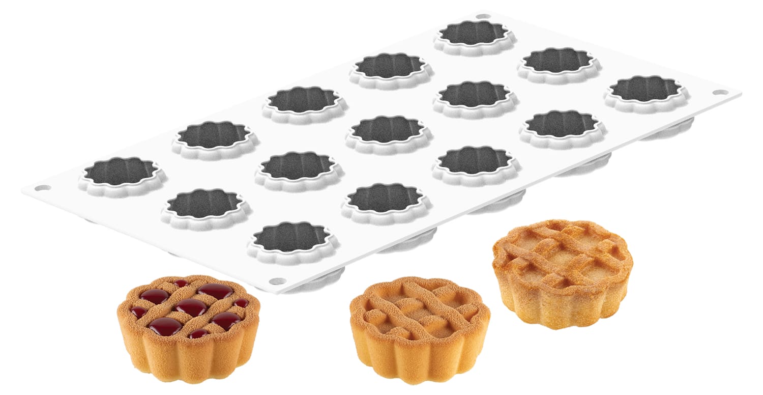 Moule silicone - 15 mini crostata - 30 x 17,5 cm - Silikomart ...