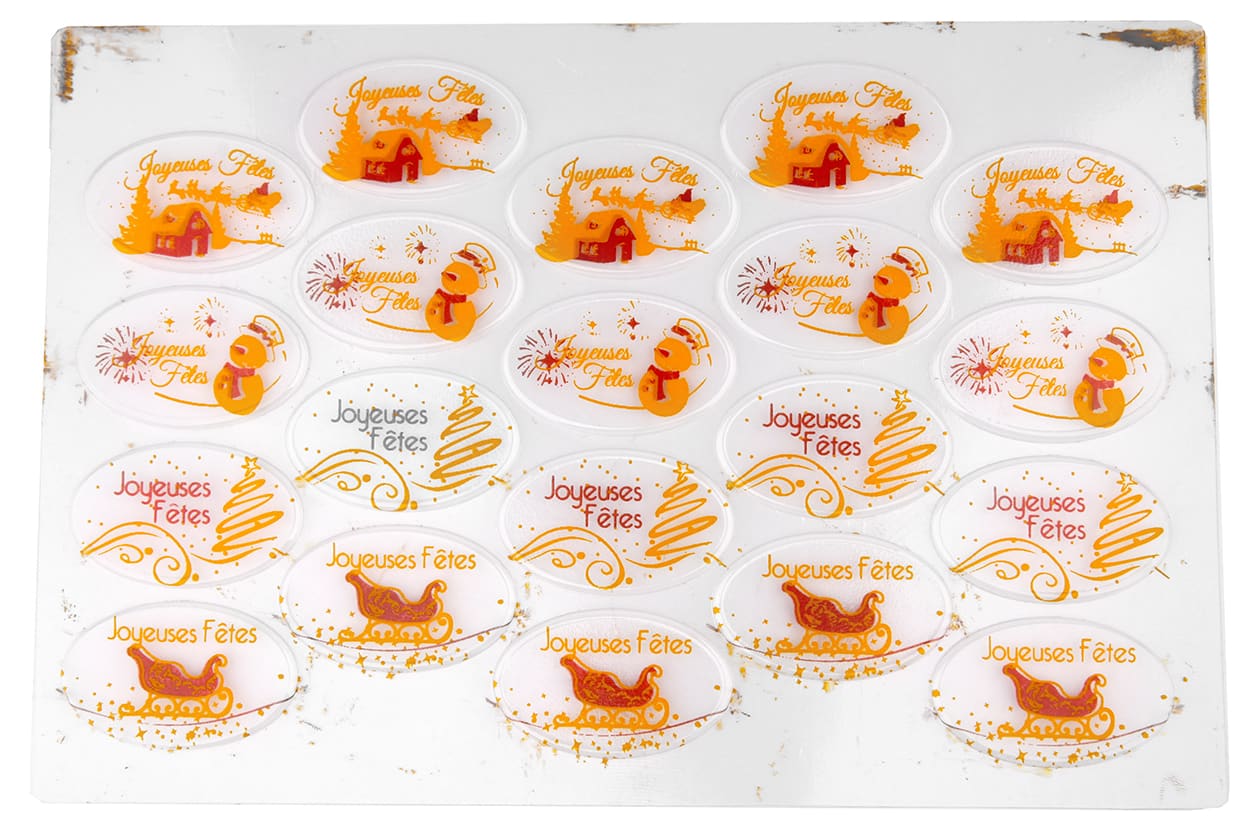 Moule thermoformé pré-imprimé - Ovale Joyeuses Fêtes - 5,5 x 3,4 cm ...