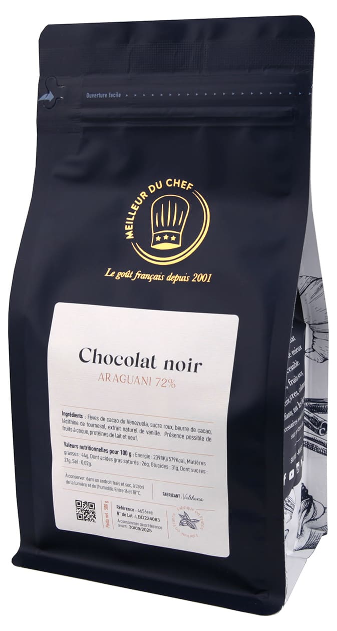 Chocolat noir Araguani - 72% cacao - 500 g - Valrhona - Meilleur du Chef