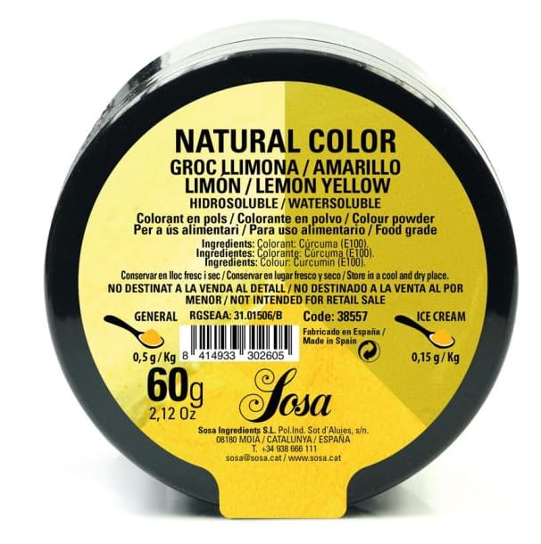 Colorant naturel jaune citron en poudre - hydrosoluble - 60 g ...