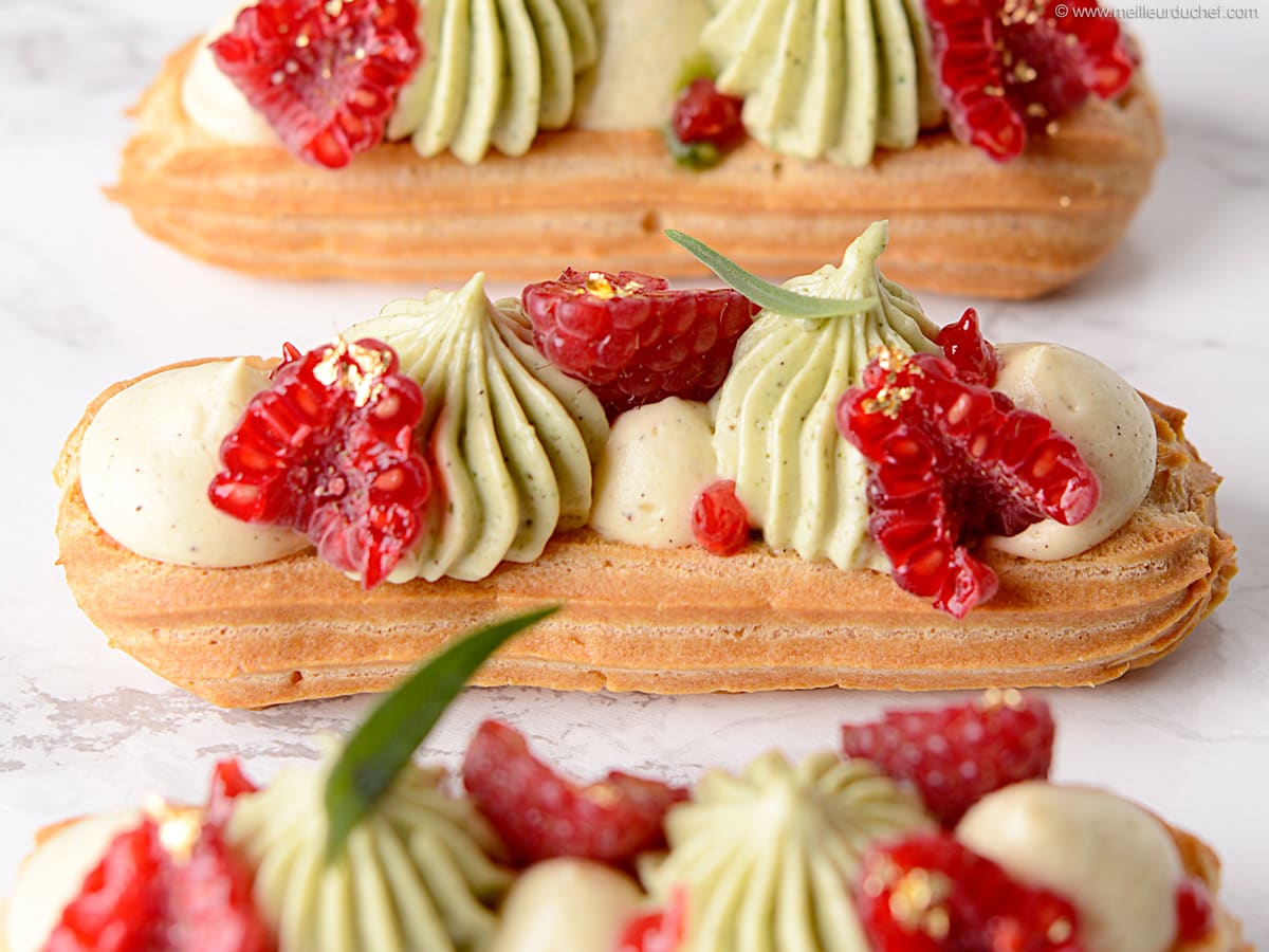 Éclair framboise estragon - Notre recette illustrée - Meilleur du Chef
